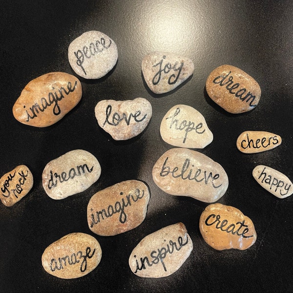 Inspirational Message Stones (set of 6), Affirmation Meditation Rocks ...