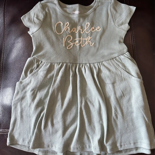 Hand Stitched Name Bubble Onesie, Long Sleeve Name Onesie, Personalized ...