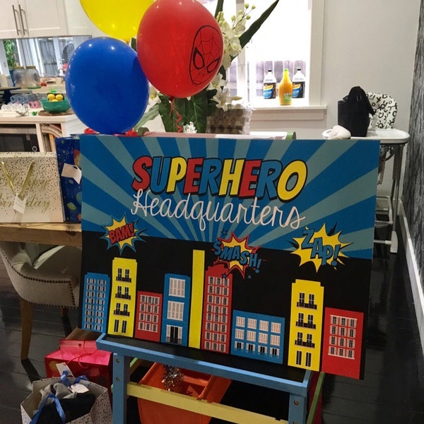 Superhero Headquarters PRINTABLE. Superhero Birthday Party. Custom ...