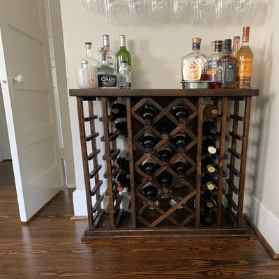 28 Bottle Lattice Cabinet Style Wine Rack Espresso - Etsy