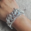 Chunky Multi Layer Silver Bracelet With Heart Charm for Women Bold ...