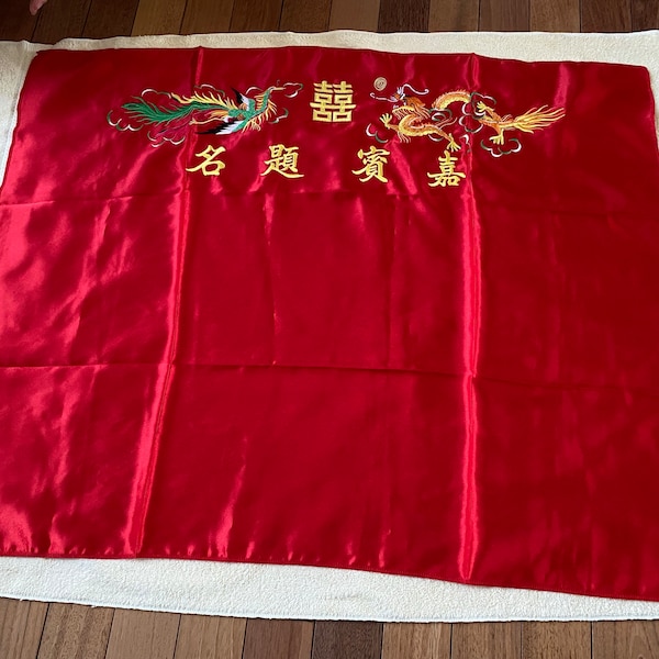 Red and Gold Dragon Phoenix Chinese Wedding Guest Signing Cloth - Etsy UK