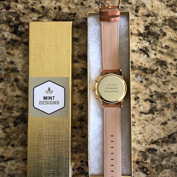 Personalized Watch, Custom Engraved Personalized Mens Gold Wrist Watch ...
