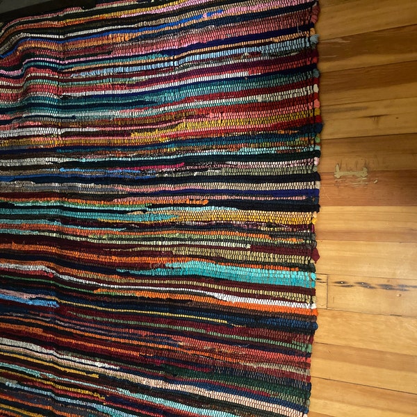 Sarva Multi Chindi Rag Rug and Matching Cushion Cover - Etsy