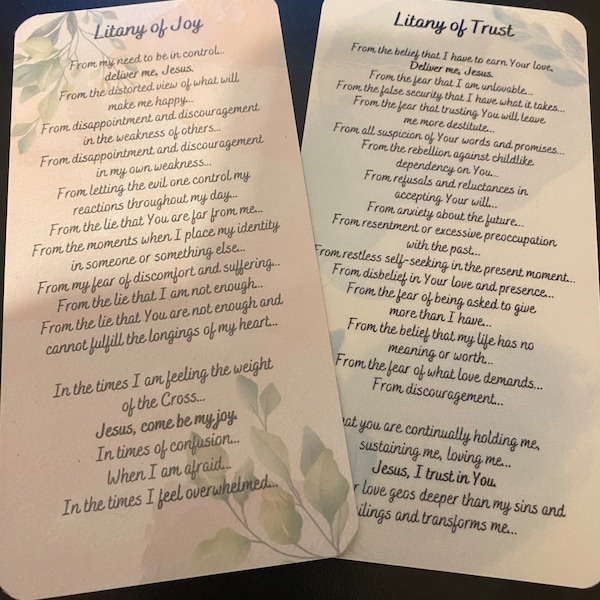 Litany of Trust - Catholic Prayer Card - Devotion - Catholic Gift ...
