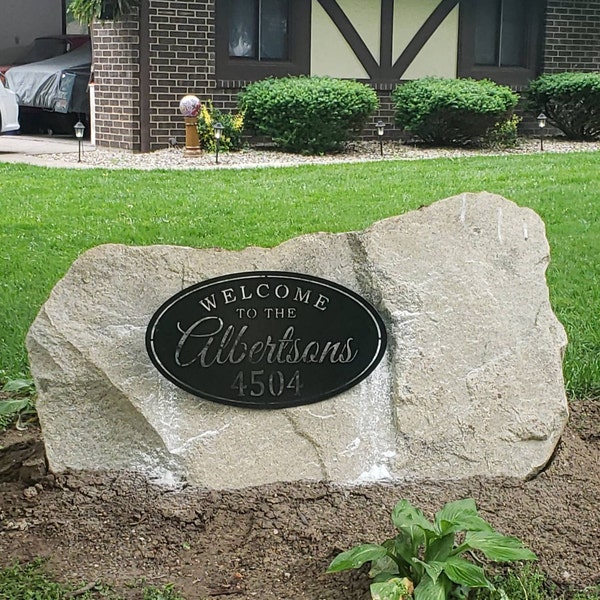 Custom Metal Home House Address Entrance Sign for Rock or Wall - Etsy