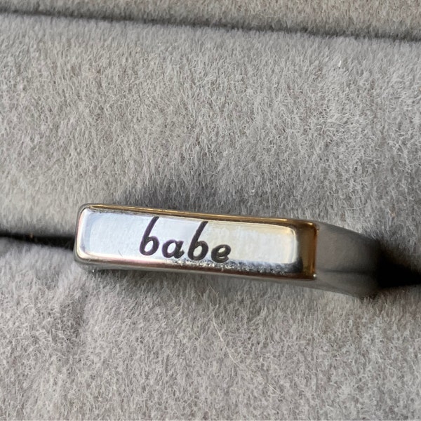 Gold Name Bar Ring - Custom Name Ring - Signet Ring - Engraved Ring - Stackable Bar Ring ...