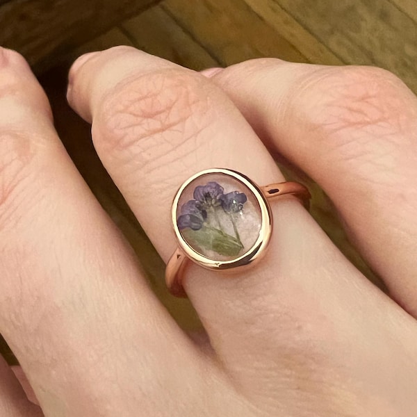 Pressed Flower Rings for Women, Handmade Real Flower Rings, Birthday Gift, Christmas Gift for ...