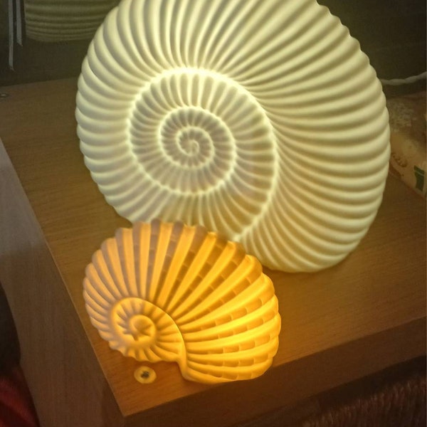 Porcelain Ammonite Shell LED Light White Nautical Decor - Etsy UK