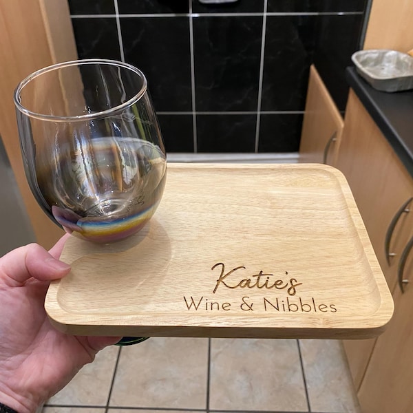 Personalised Wine and Nibbles Board, Cheese and Wine Board, Christmas ...