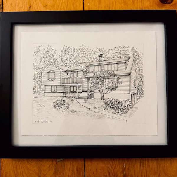 House Warming Gift Custom House Drawing Home Drawn House Portrait Hand ...
