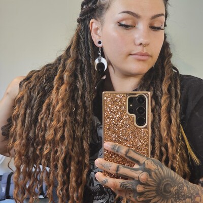 Ombre Brown Grey Curly Dreads Synthetic Crochet Dreads Extensions Black ...