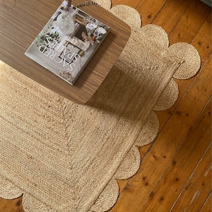 Scalloped Jute Rug Natural Scallop Rug Scalloped Edge Rug - Etsy