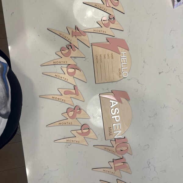 Lightning Bolt Baby Milestone Markers: Baltic Birch Photo Props - Etsy