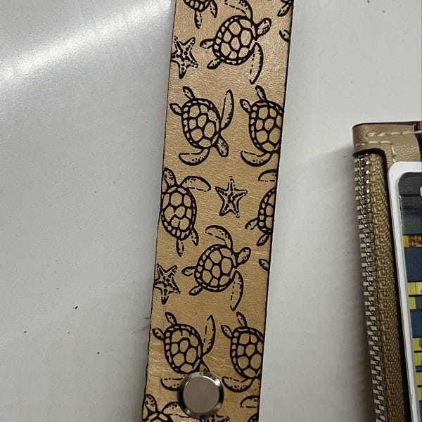 Engraved Tooled Leather Styled Floral Keychain | Keychains Strap ...