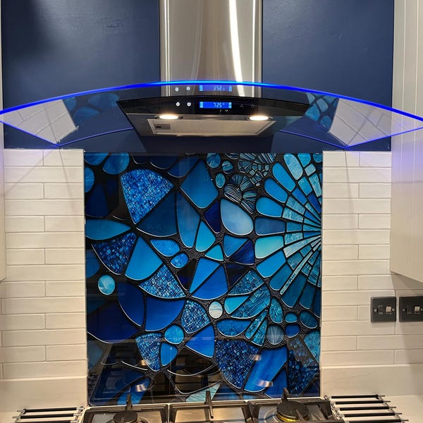 Abstract Splash Kitchen Glass Splashback - Heat Resistant 6mm Toughened ...