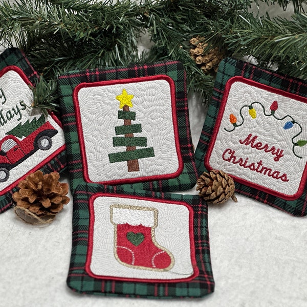 ITH Christmas Tree Coasters, in the Hoop Coasters, Christmas Coasters ...