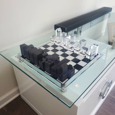 Handcrafted Acrylic Chess Set, Modern Chess Set, Housewarming Gift ...
