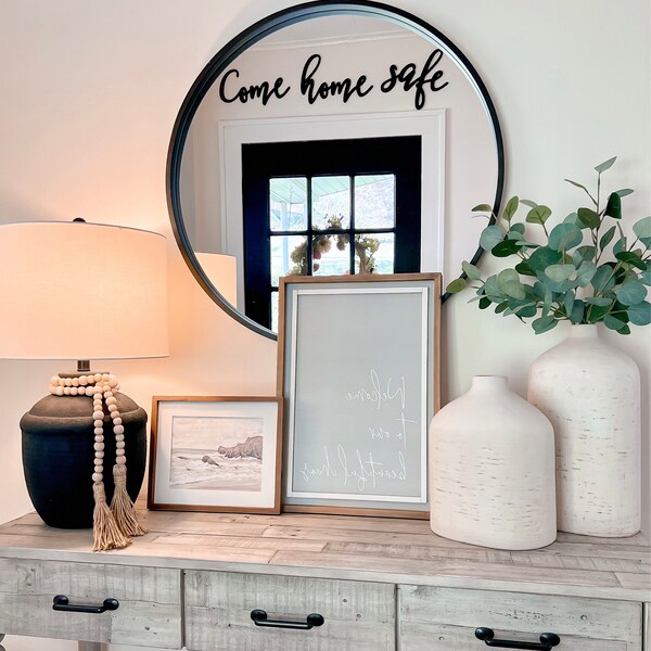 Come Home Safe Sign, Wood Word Sign, Custom Door Sign, Foyer Sign, Home ...