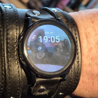 Wide Leather Cuff Band Compatible With Samsung and Other Smart Watch ...