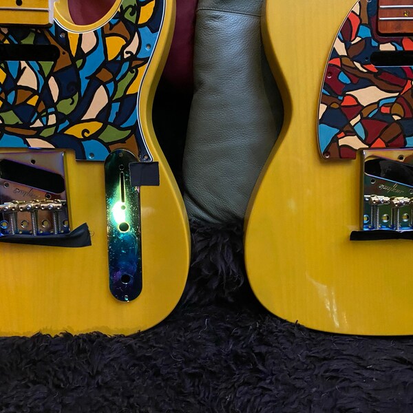 Sue’s Handpainted Telecaster Pickguard With Neck Holes Wildflowers 5 - Etsy