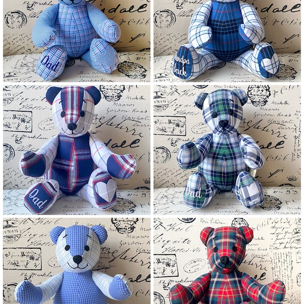 Memory Bear Custom Made From Loved Ones Clothing,handcrafted Keepsake ...