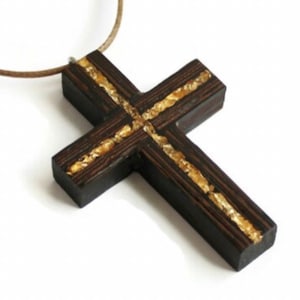 UV Glow Cross, Glow in Dark Cross Necklace, Wood Resin Cross Necklace ...
