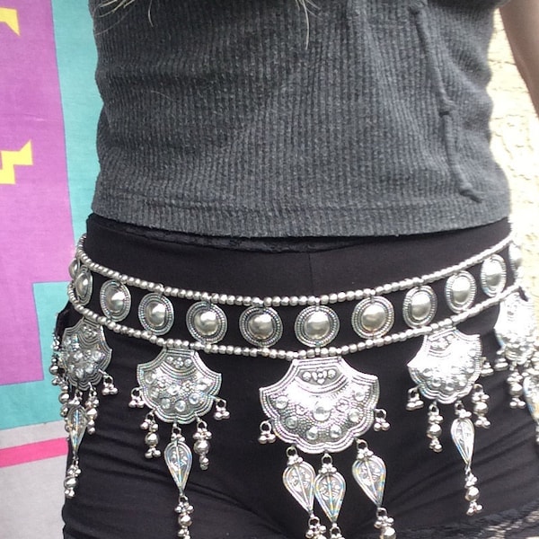 Tribal Fusion Bellydance Belt , Hip Scarf Waist Jewelry Kuchi Belt ...