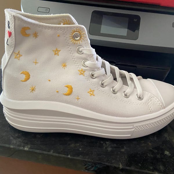 Custom Embroidered Wedding Converse Platform, Moon and Stars ...