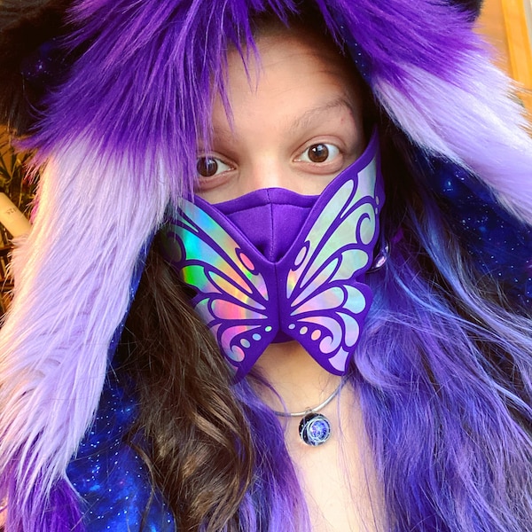 Holographic 3D Butterfly Face Mask | Reflective Fashion | Statement ...