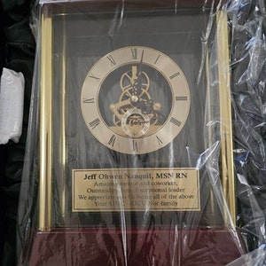 Personalized Engraved Clock Name Plate Silver Davinci Dial Mantle Desk ...