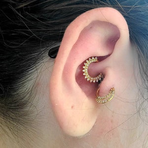 Gold/silver Diamond Rook Piercing Curved Barbell Cubic - Etsy