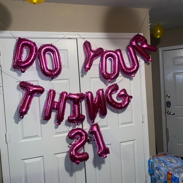 21st Birthday Decorations, Do Your Thing 21 Balloon Banner, Birthday ...