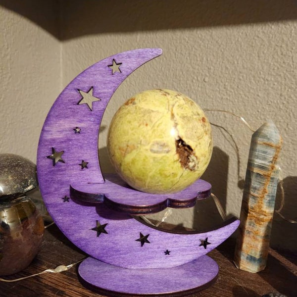 Large Moon Sphere Stands, Crescent Moon Sphere Stand, Wood Sphere ...