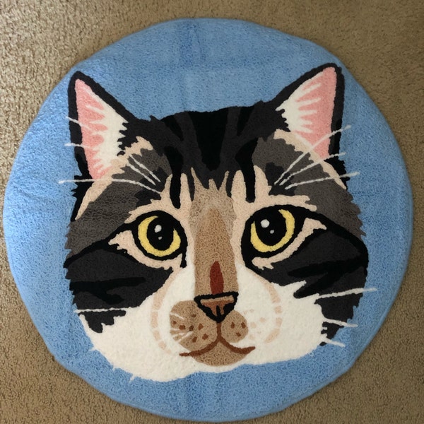Custom Pet Portrait Rug Personalized Cartoon Pet Rug, Animals, Dog, Cat ...