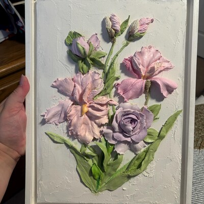 3d Rose Plaster Painting, 3d Flower Wall Art, Wedding Bouquet From ...