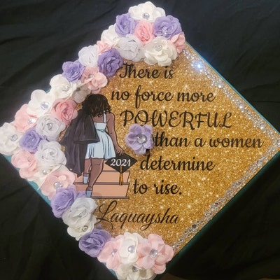 Graduation Cap Topper/ Success/light Pink and White Flowers/ Pearl ...