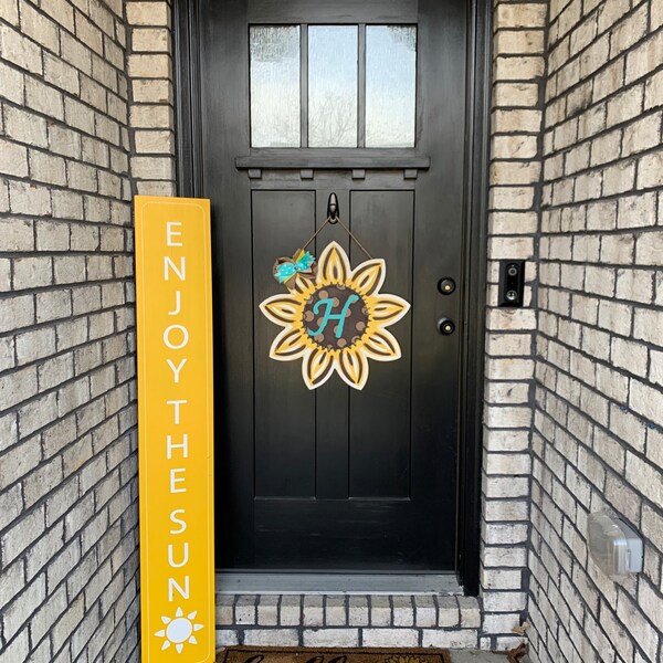 Sunflower Door Hanger, Sunflower, Welcome Sign, Door Decor, Wooden Door ...