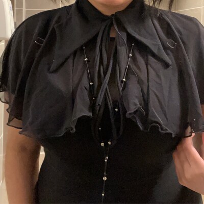 BAT COLLAR MESH Top, Vampire, Bat Wing Top, Black Crop Top, Bat Costume ...