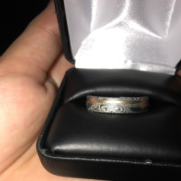 Damascus Steel, Wave Pattern Band, Ring With Waves, Damascus Steel Band ...
