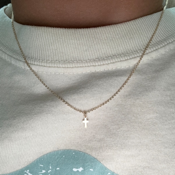 Dainty Cross Necklace, Small Cross Pendant, Tiny Cross Necklace ...