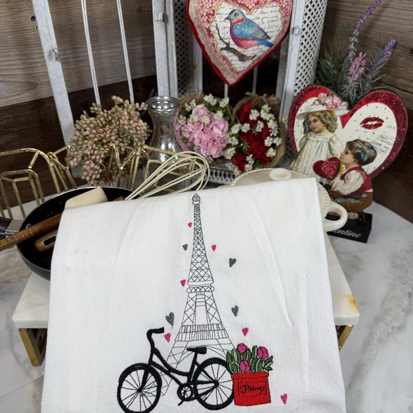 Bicycle in Paris Machine Embroidery Design. 4 Sizes. Eiffel Tower ...