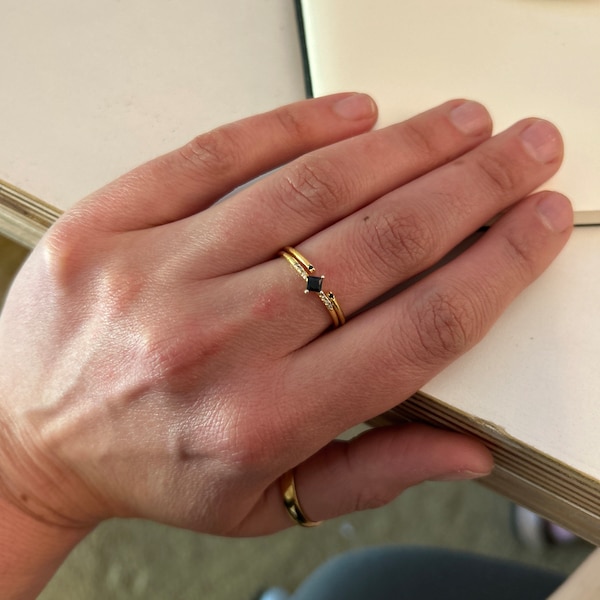 Black Abyss Diamond Ring Set by Caitlyn Minimalist • Delicate Black ...