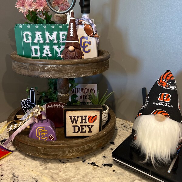 Cincinnati Bengals Decor, Fall Decor, Football Sign, Tiered Tray Decor ...