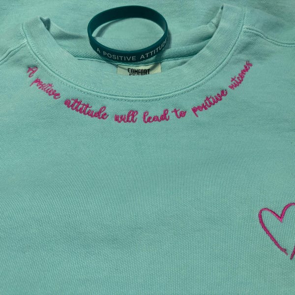 Positive Affirmation Embroidered Sleeve Sweatshirt Don't Let the Hard ...