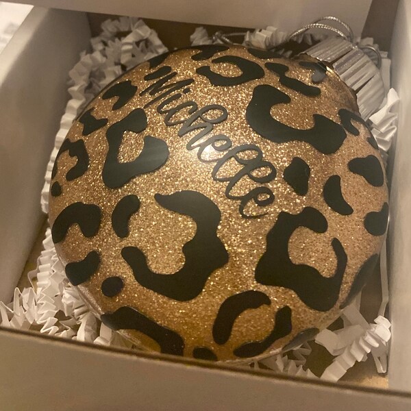 Leopard Print Ornament Personalized, Leopard Ornament Sets ...