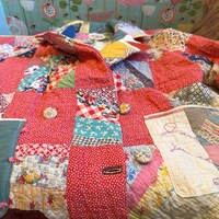 Taffy Pull Bow Quilt Throw / Modern Patchwork Colorful Quilt / Handmade ...