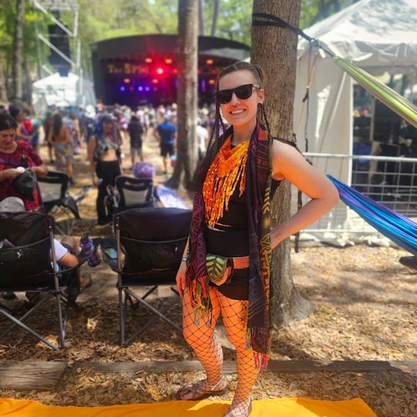 Holographic Rave Bandana - Festival Bandana With Bead Fringe - Etsy