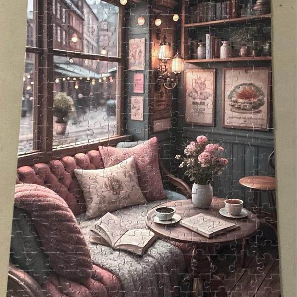 Charming Pink Cafe Jigsaw Puzzle – Cute Coffeehouse Scene, Adorable ...