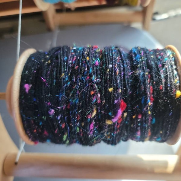 Fireworks Wool Batt, Art Batt, Black Merino Batt, Art Yarn, Spinning ...